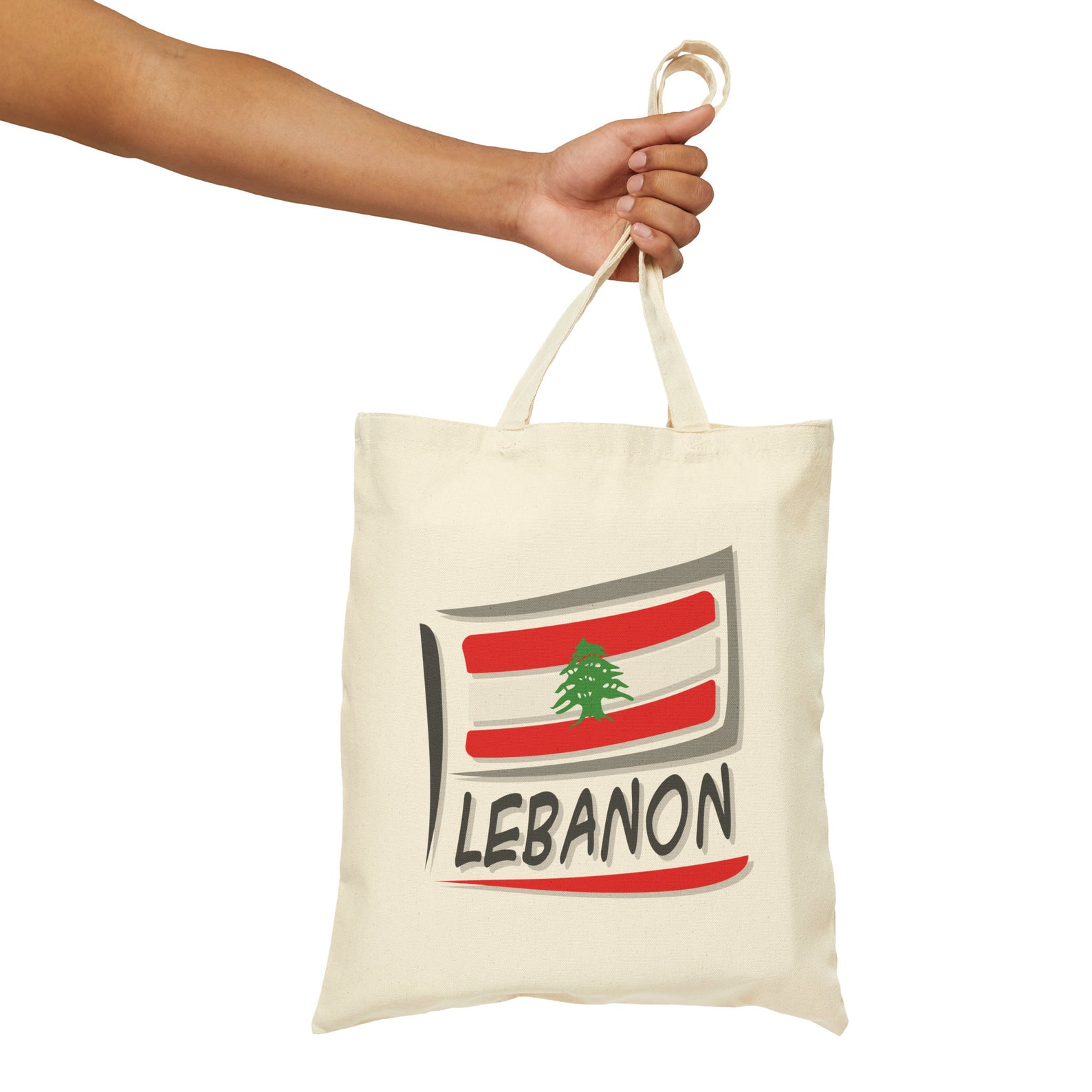 LEBANON Flag Cotton Canvas 15 X 16 Inch Tote Bag Lebanese Country Pride ...