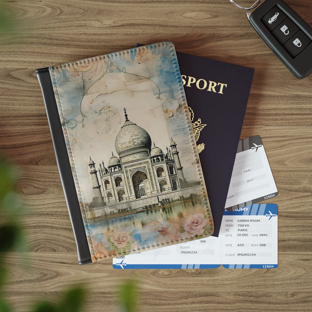 Taj Mahal India Vintage Inspired PASSPORT WALLET Faux Leather RFID ...
