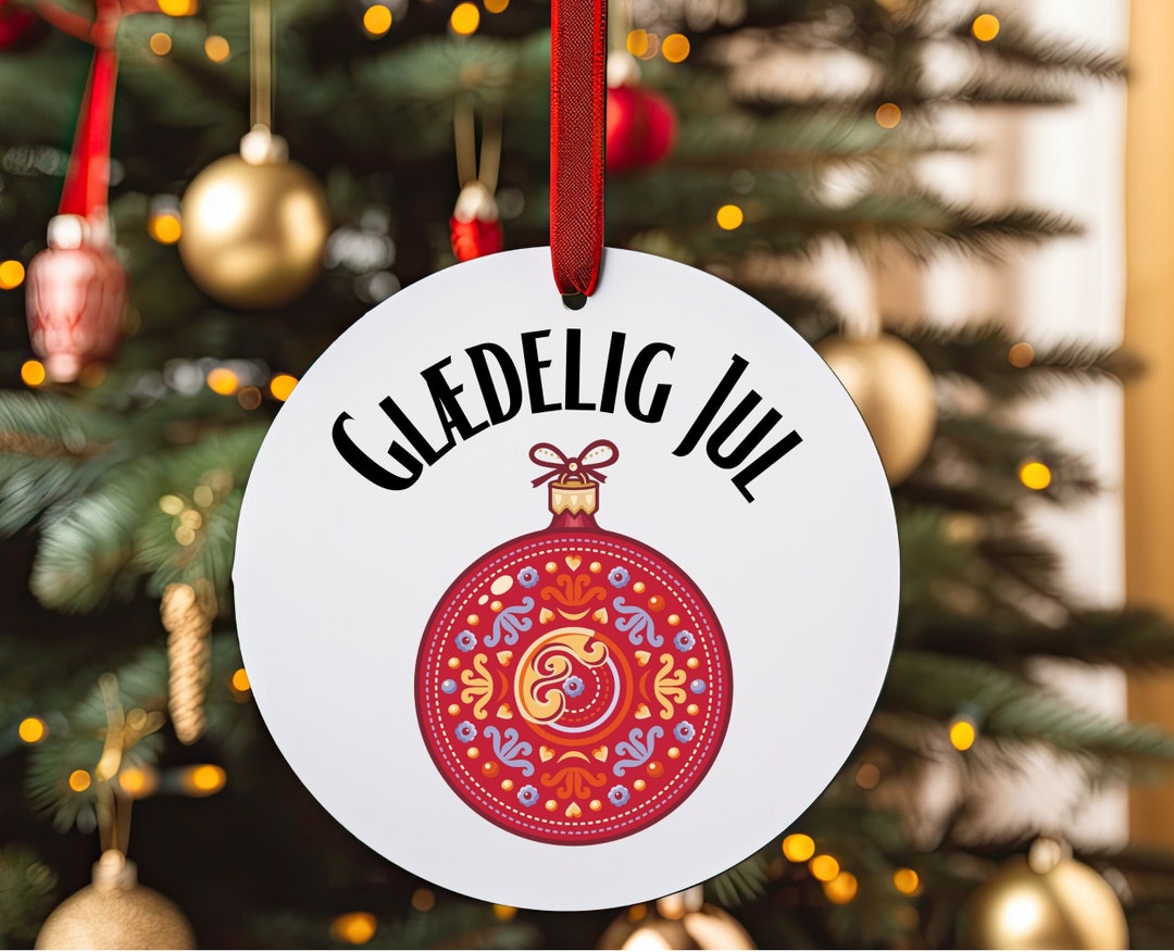Glædelig Jul, Denmark Danish Christmas Round Acrylic Ornament ...