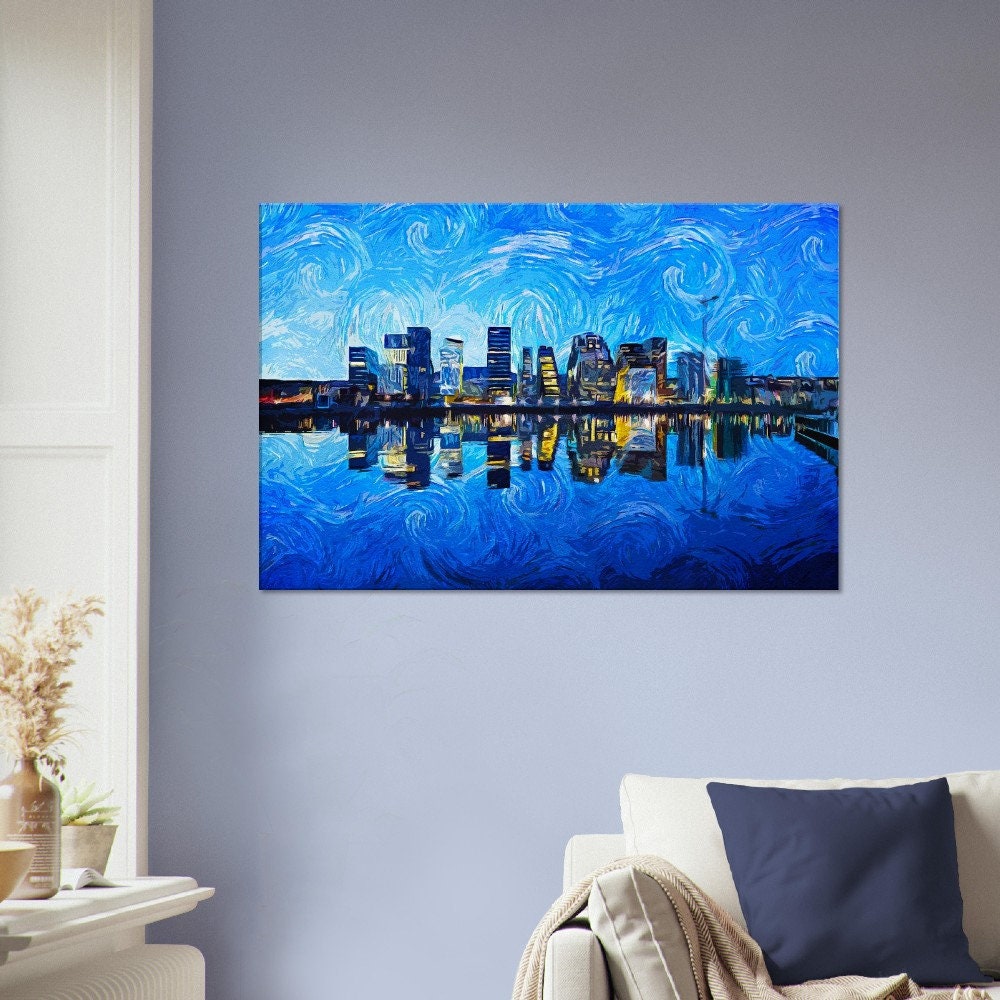 OSLO NORWAY City Skyline Night View Art 0.75 Slim Stretched Canvas ...