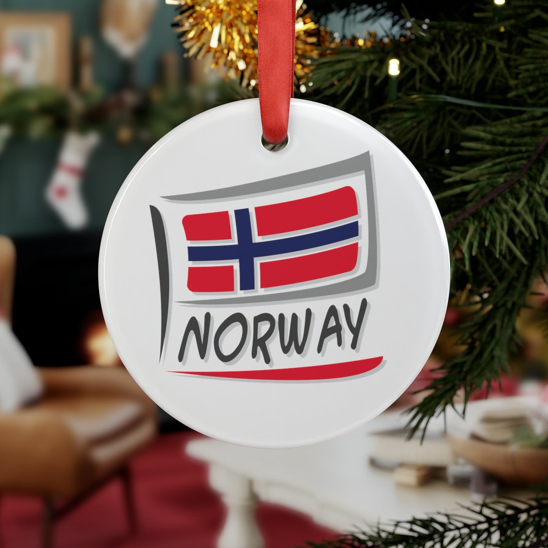 GOD JUL Merry Christmas Norway Norwegian Flag Glossy Round Acrylic ...