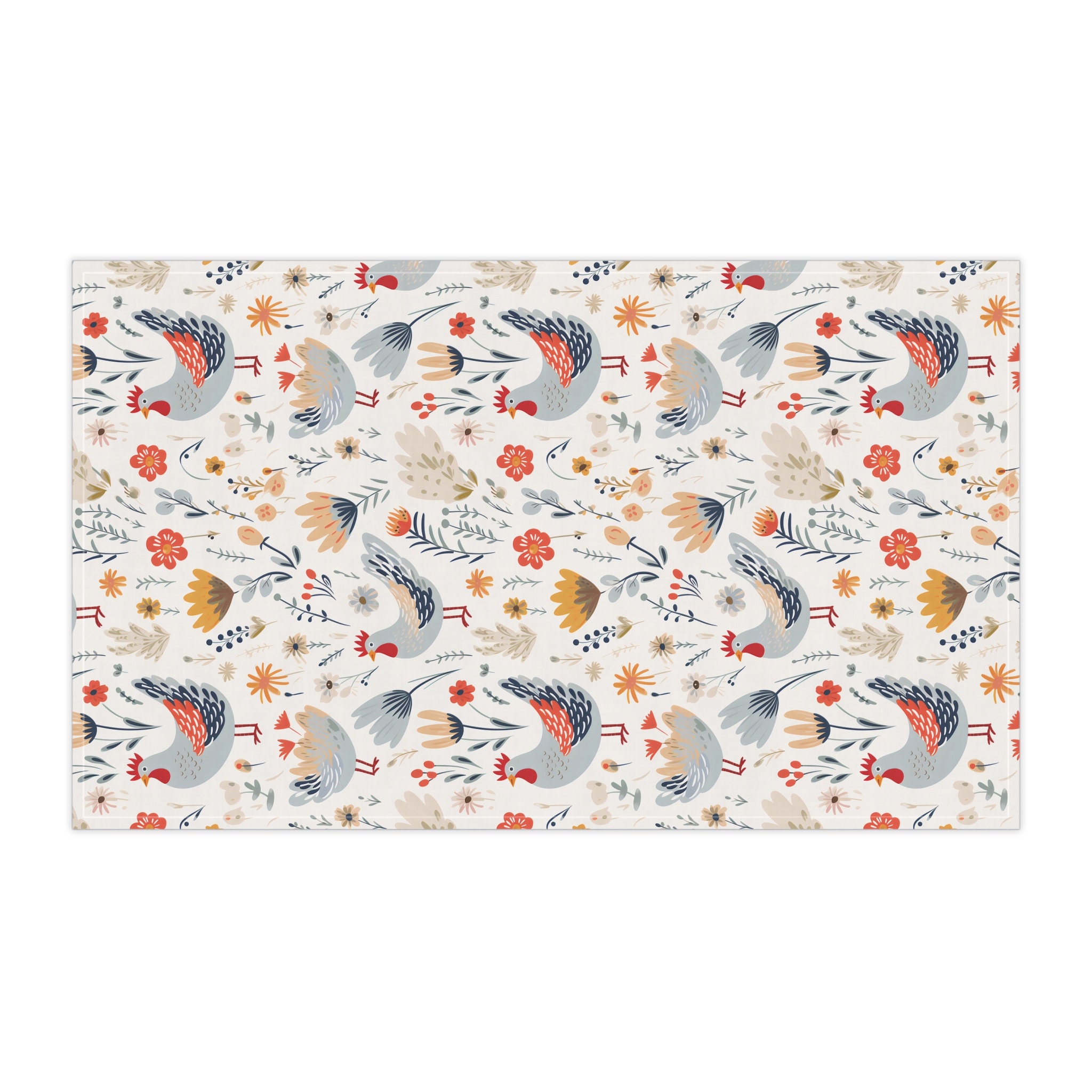 Chickens Nordic Folk Art Scandinavian Bird Pattern Sweden Norway 18 X ...