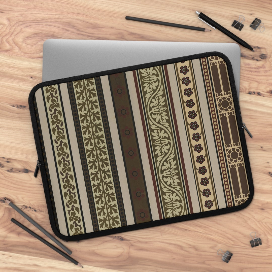 Earth Tones Vintage Medieval Pattern Neoprene Padded iPad Tablet Laptop ...