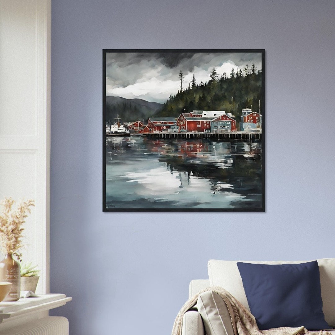 KETCHIKAN ALASKA Harbor Town View Art Print Premium Matte Paper Wooden ...