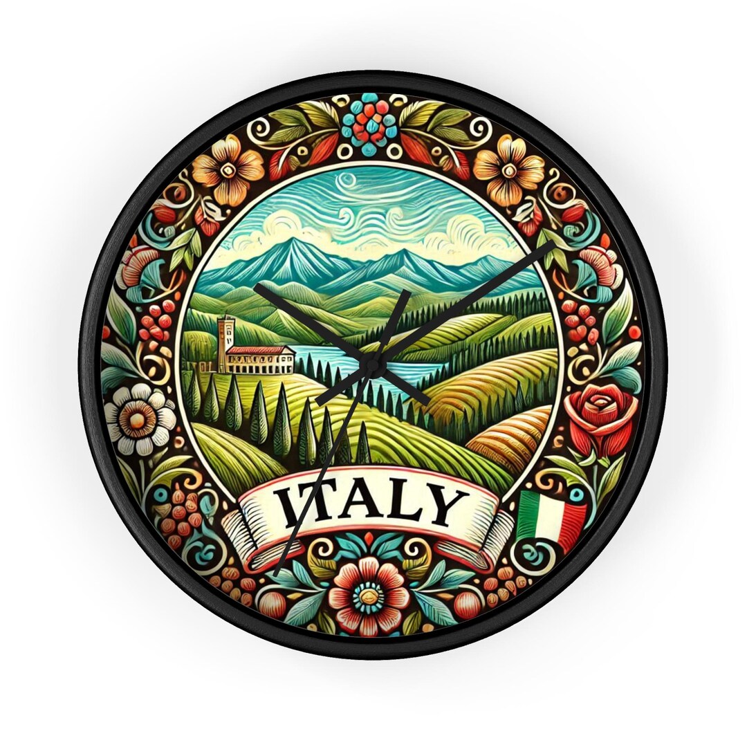 Italy Landscape Wall Clock, Italian Travel, 10 Inch Round Wood ...