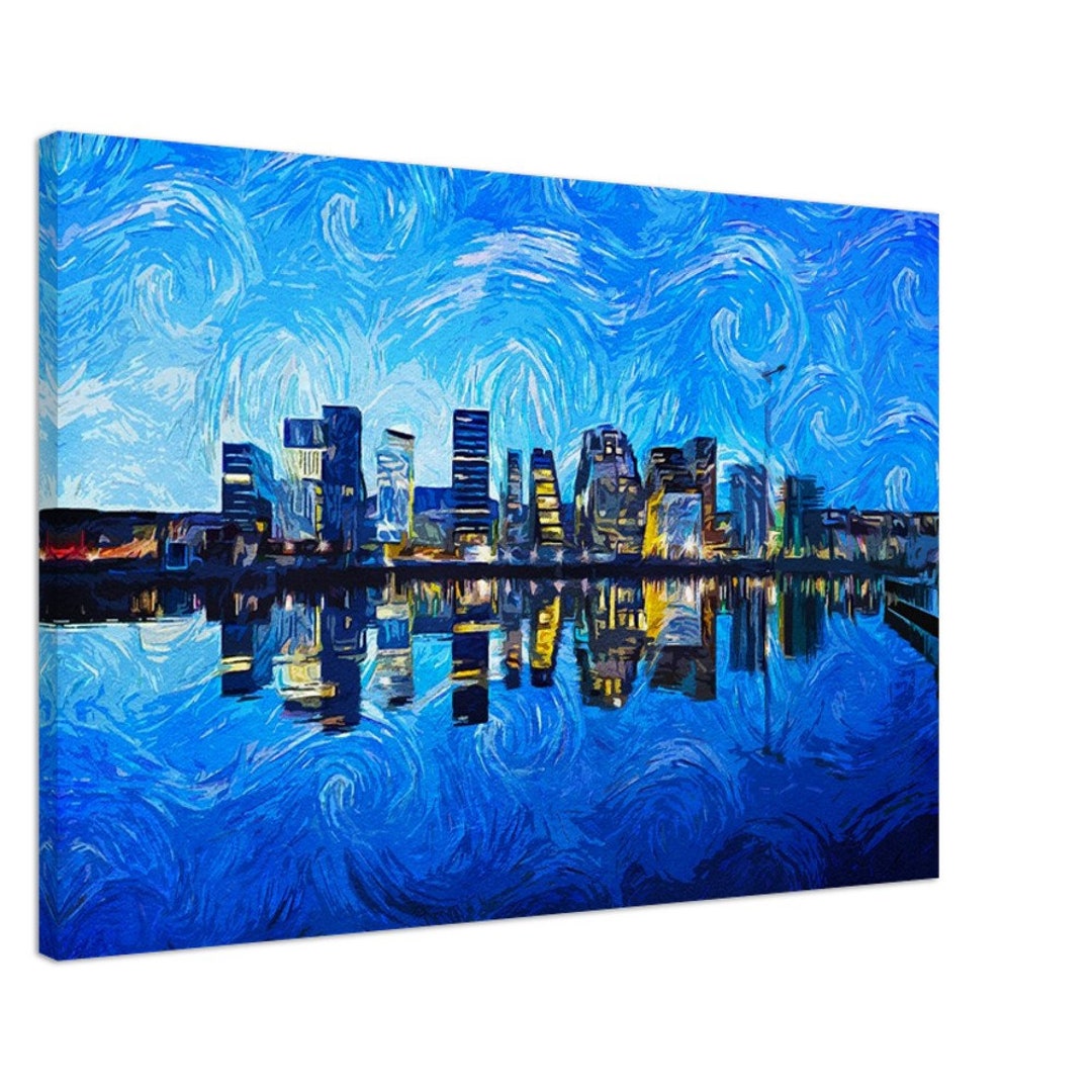 OSLO NORWAY City Skyline Night View Art 0.75" Slim Stretched Canvas ...