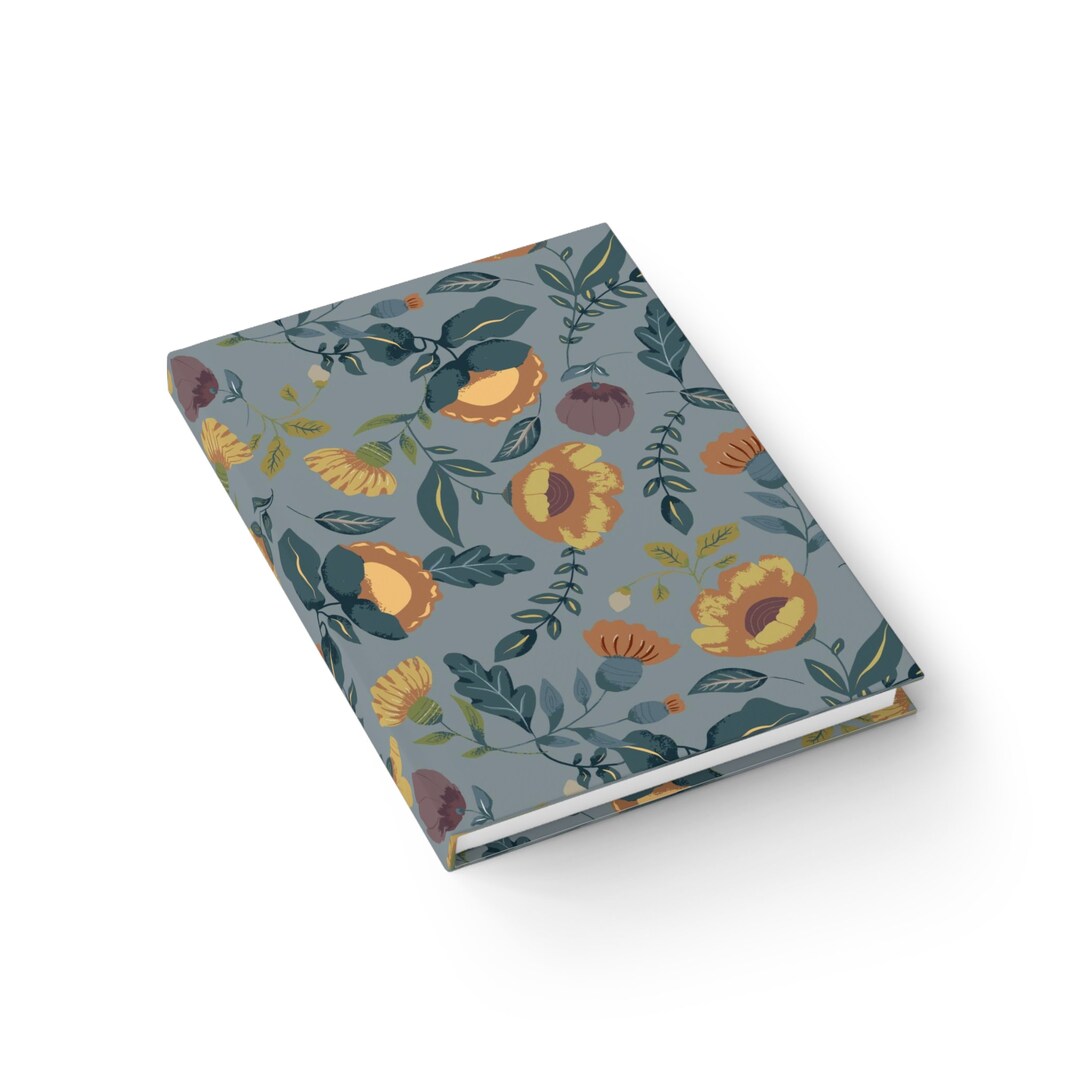 Hardcover Journal 128 Ruled Line Pages European Floral Folk Art Print ...