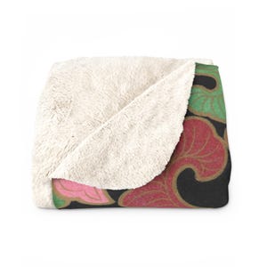 Colorful Vintage Chinese Floral Pattern, Cozy Sherpa Fleece Blanket ...