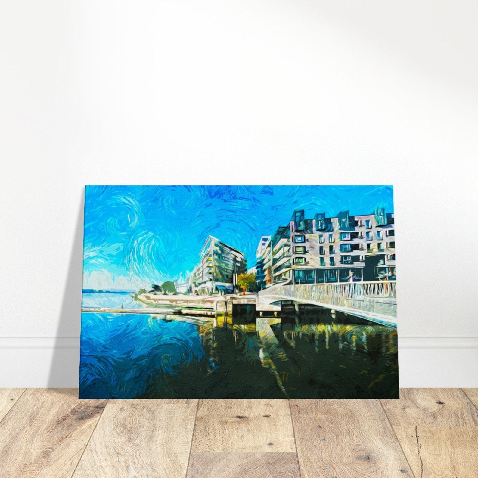 OSLO NORWAY Waterfront View Art 0.75" Slim Stretched Canvas Print Wall ...