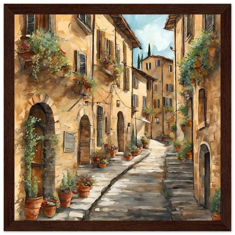 TUSCANY ITALY Village Street Scene Italian Travel Art Premium Matte ...