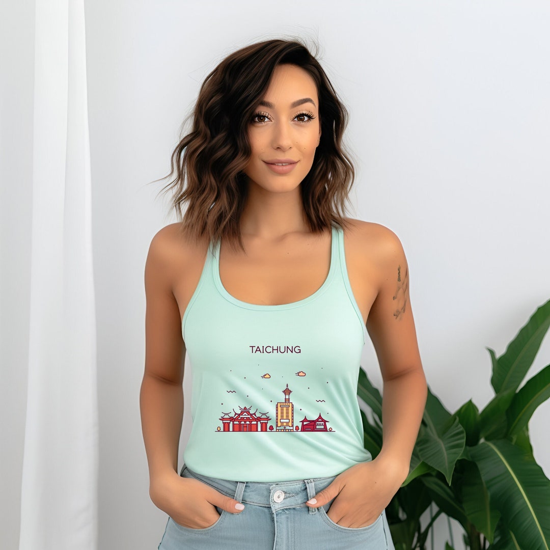 TAICHUNG TAIWAN City Skyline View Women's Ideal Fitted Racerback Tank ...