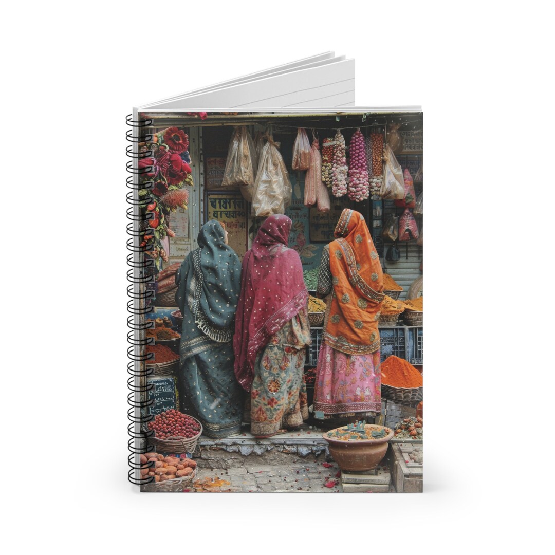 Women at India Spice Market 6 X 8 Inch Spiral Notebook 118 Ruled Line ...