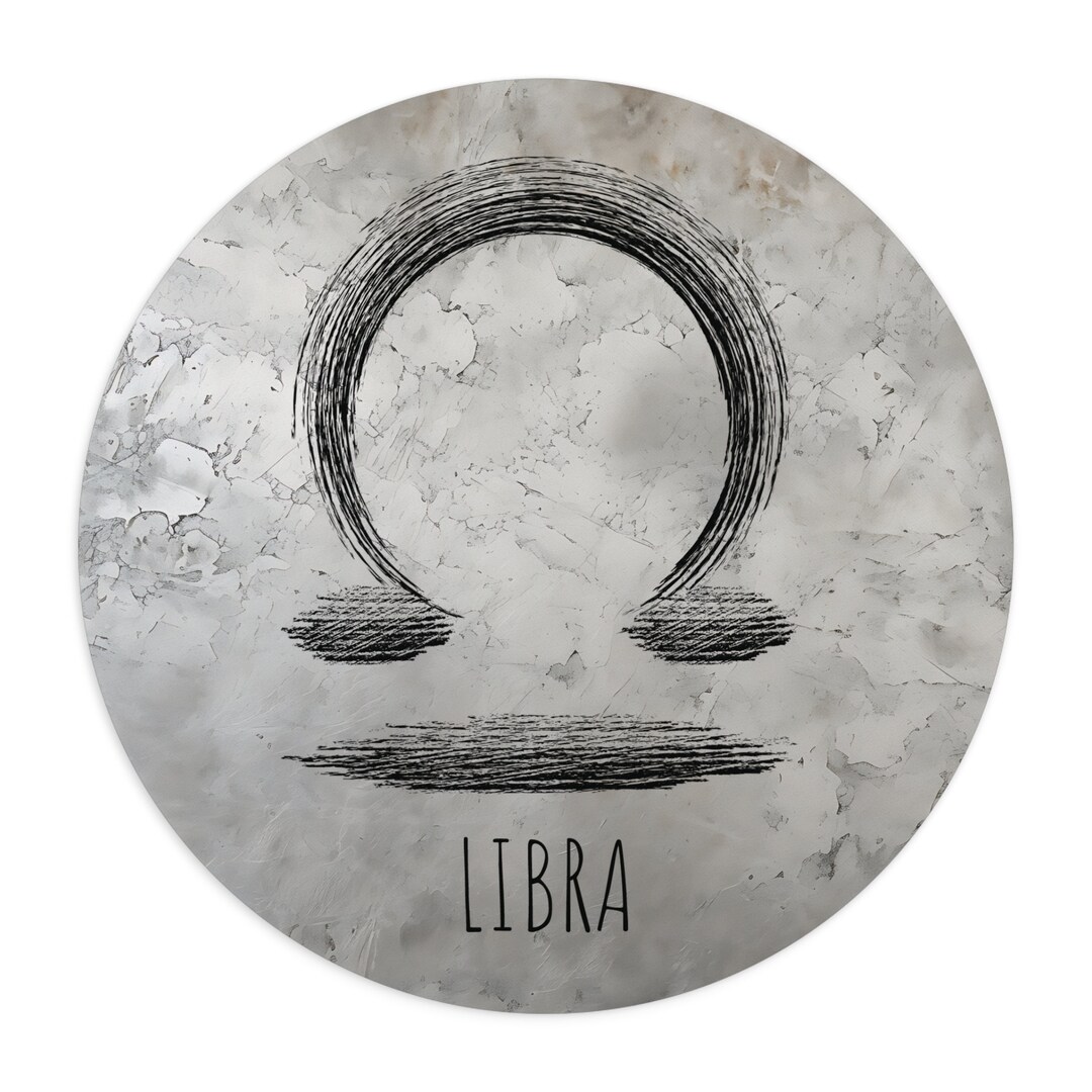 LIBRA Zodiac Sign Symbol Grunge Texture Round Mouse Pad Tech Accessory ...