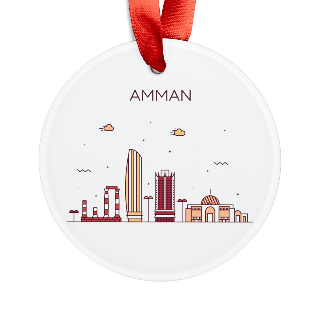 AMMAN JORDAN City Skyline, Jordanian Travel Round White Acrylic ...