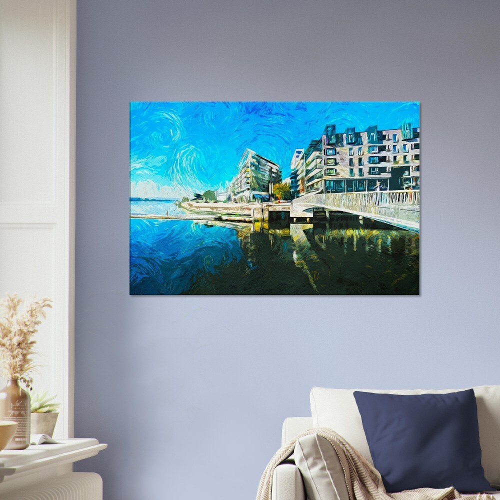OSLO NORWAY Waterfront View Art 0.75" Slim Stretched Canvas Print Wall ...