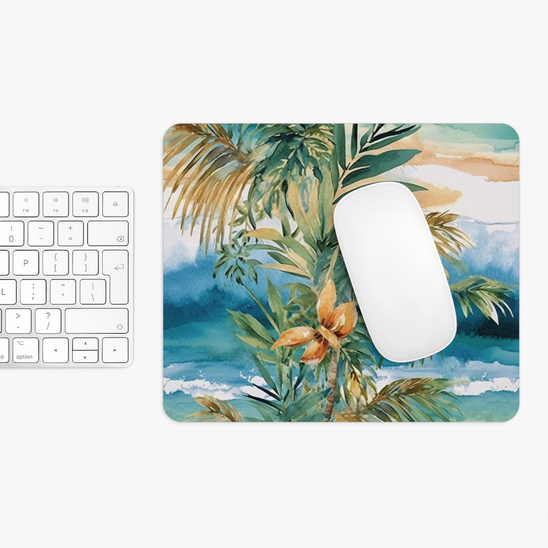 Bahamas Tropical Beach Scene Floral Round or Rectangle Mousepad Mouse ...