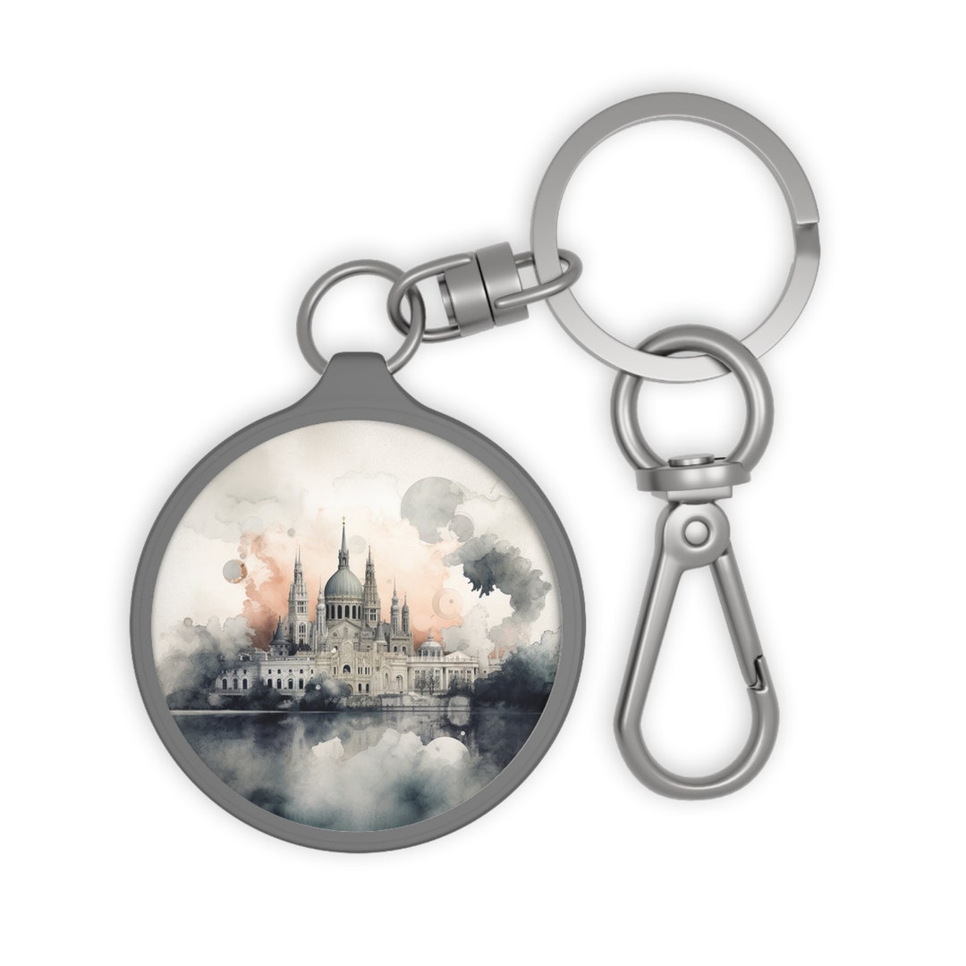 VIENNA AUSTRIA City Skyline Austrian Travel Round Acrylic Metal Keyring ...