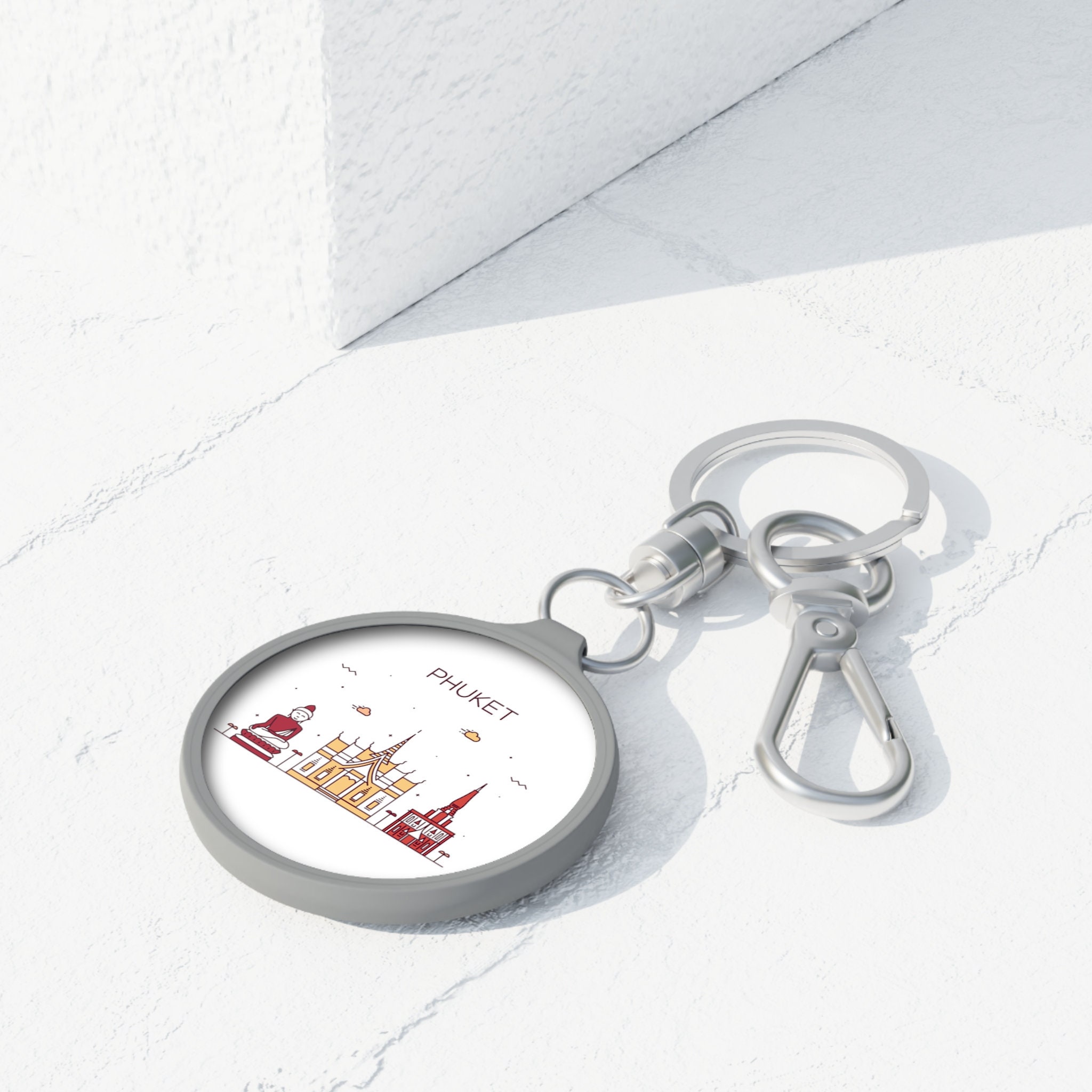 PHUKET THAILAND City Skyline Thai Travel Round Acrylic Metal Keyring ...