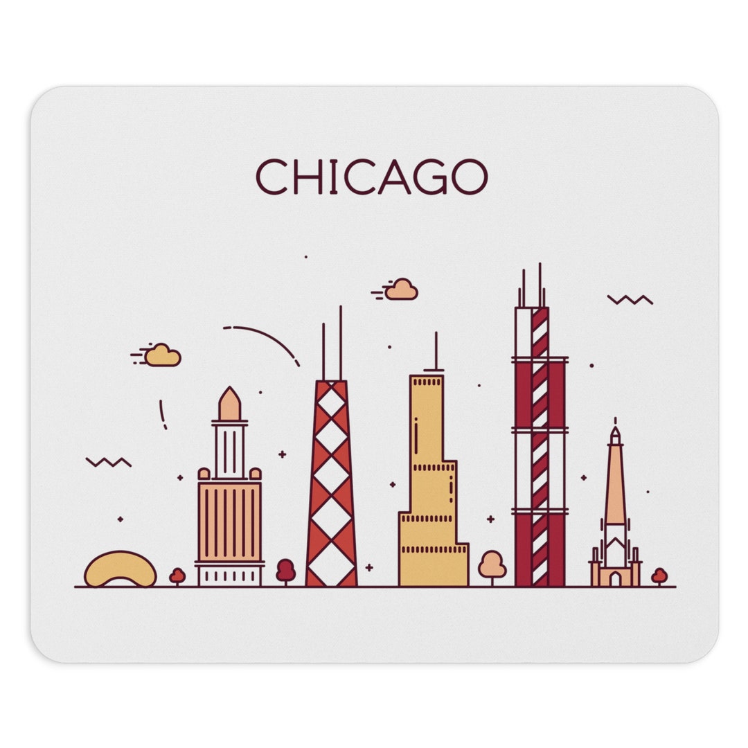 CHICAGO ILLINOIS City Skyline Travel Round or Rectangle Mouse Pad Tech ...