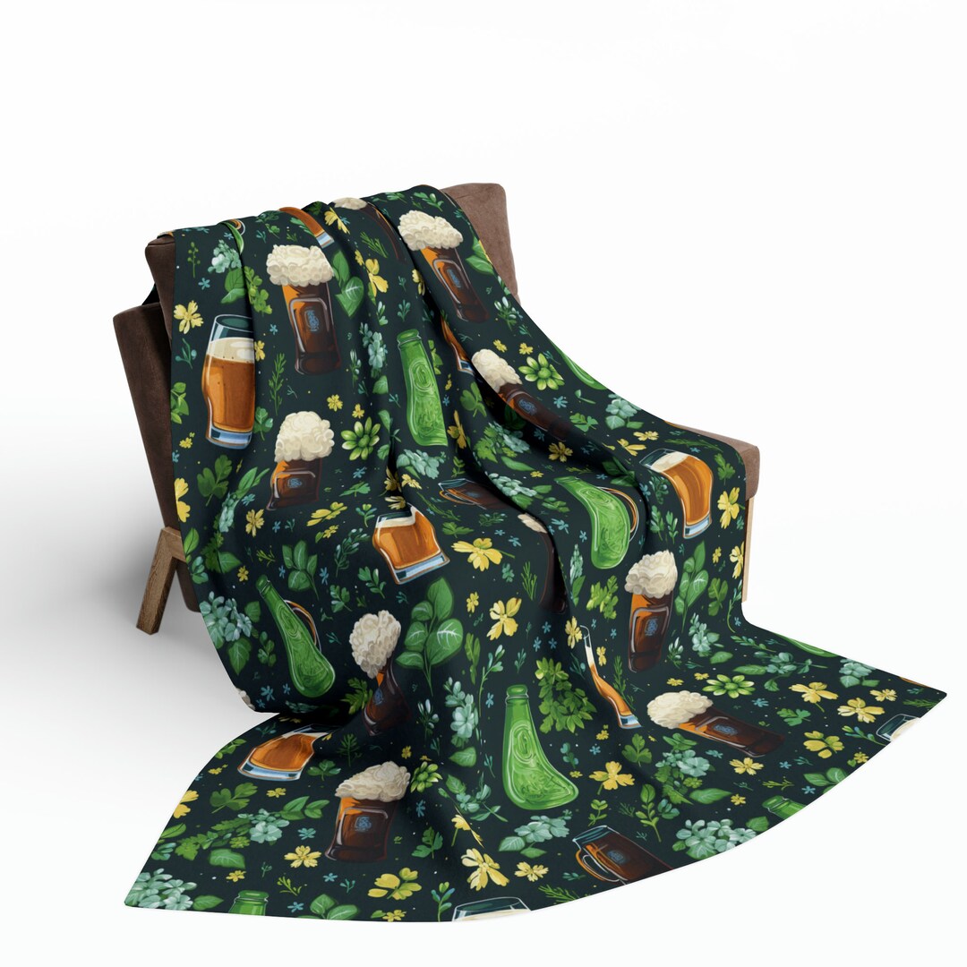 Irish Shamrocks Green Beer Pattern Arctic Fleece Blanket Couch Throw 3 ...
