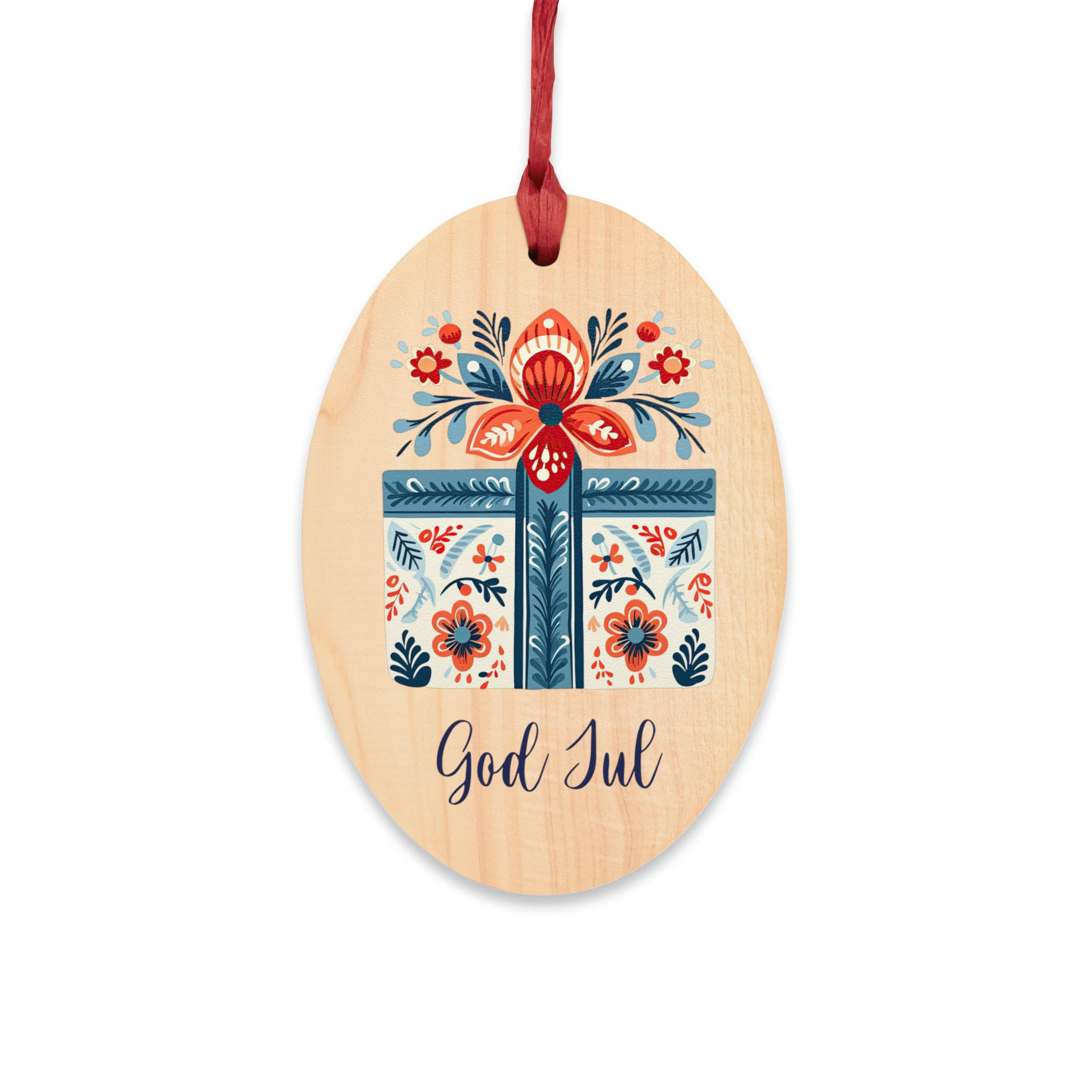 GOD JUL Norway Scandinavia Sweden Merry Christmas Oval Solid Wood ...