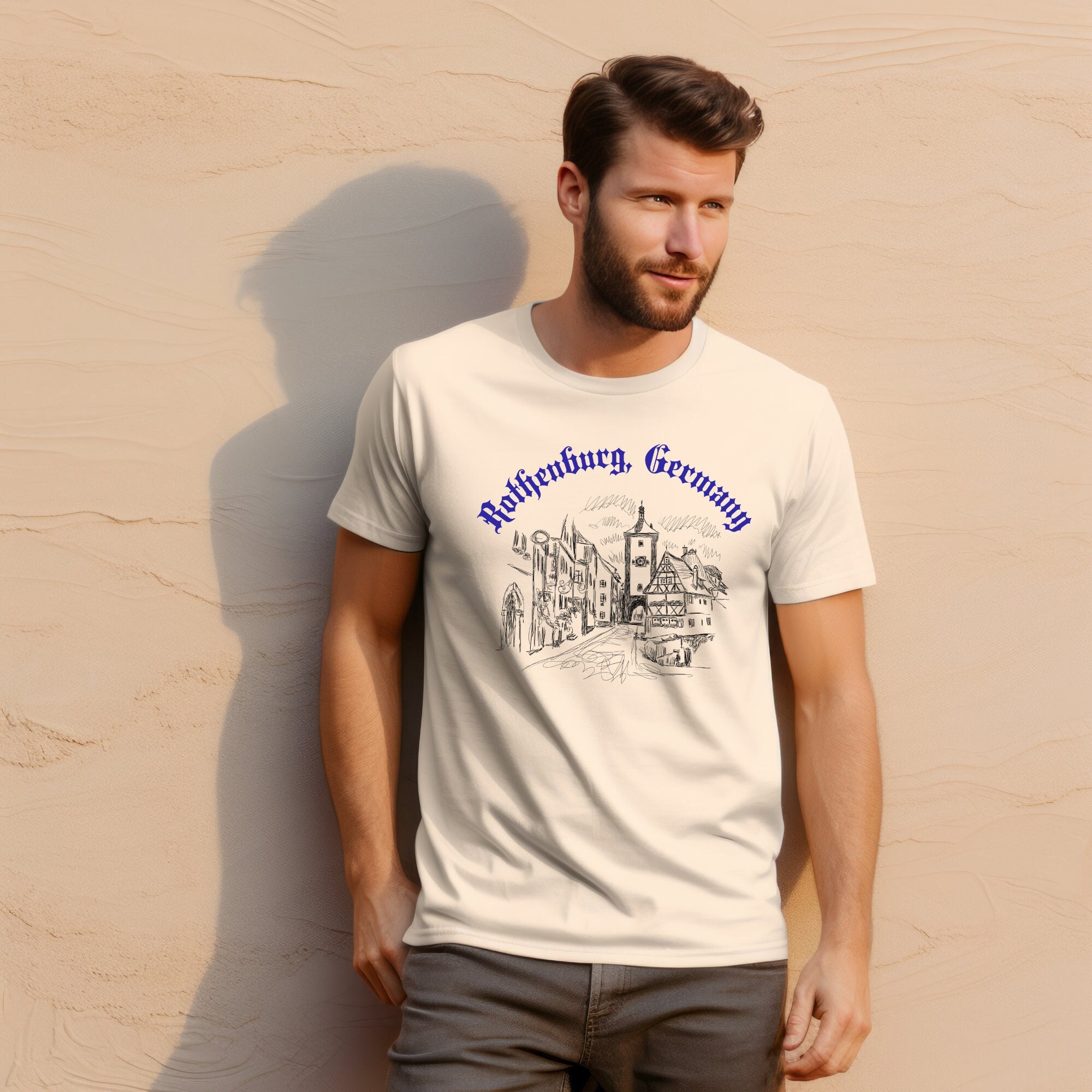 ROTHENBURG GERMANY Street Scene Sketch Travel German Family Roots ...