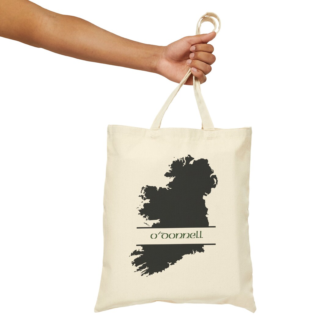 PERSONALIZED Irish Name Ireland Map Cotton Canvas 15 X 16 Inch Tote Bag ...