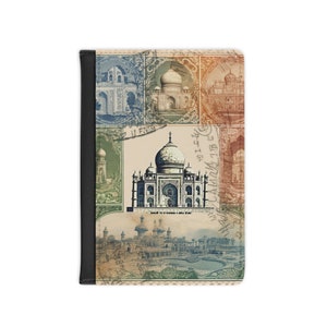 Taj Mahal India Vintage Postage Stamp Inspired PASSPORT WALLET Faux ...