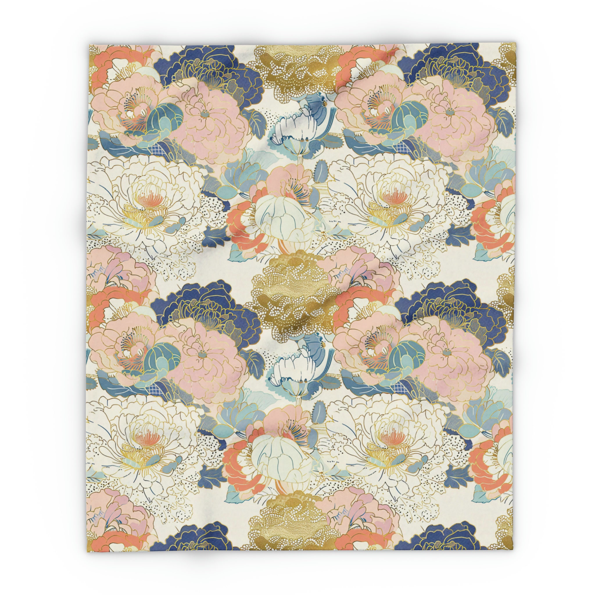 Japanese Floral Pattern Arctic Fleece Blanket Couch Throw 3 Sizes ...