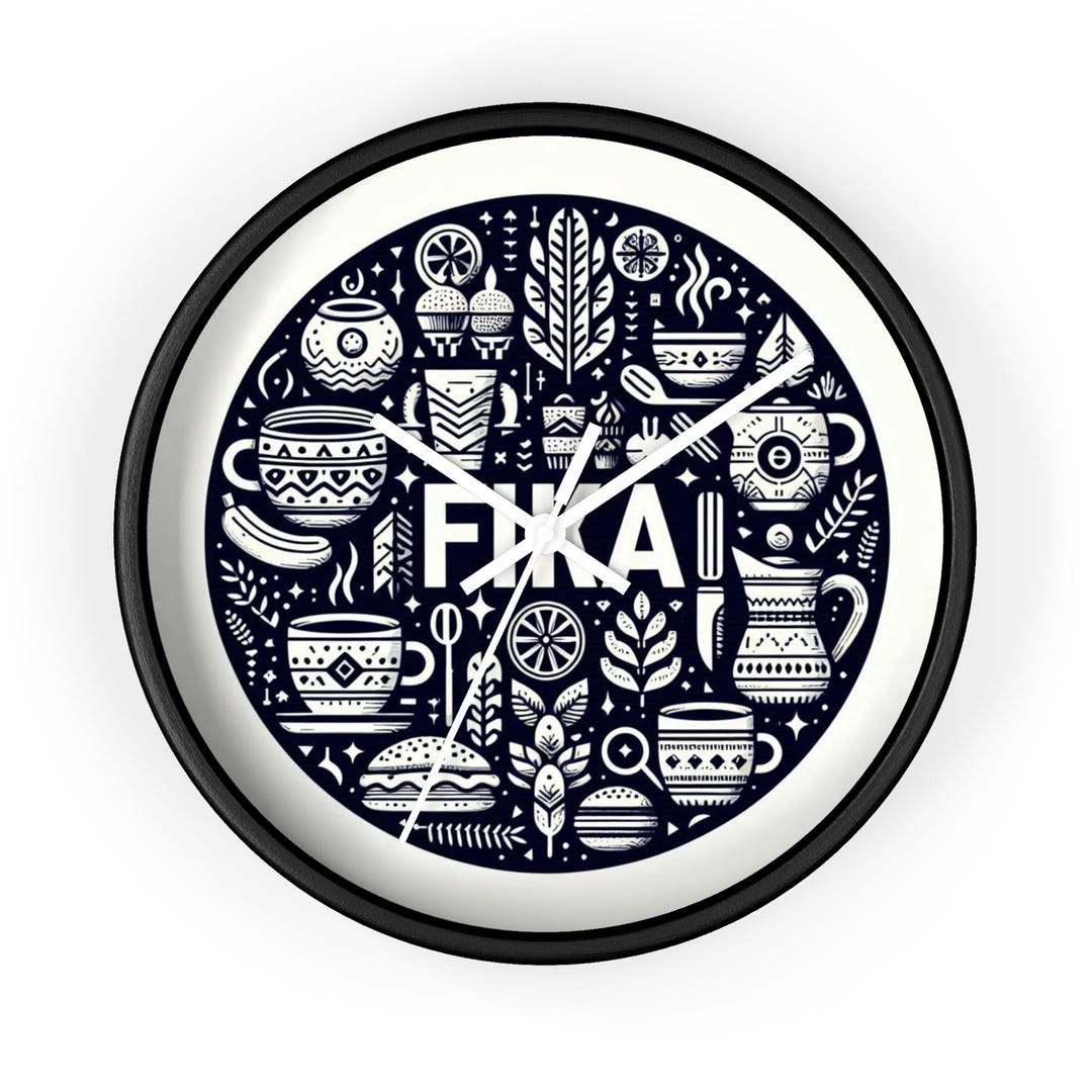 Fika Swedish Coffee Graphic Wall Clock, Sweden Culture, 10 Inch Round ...