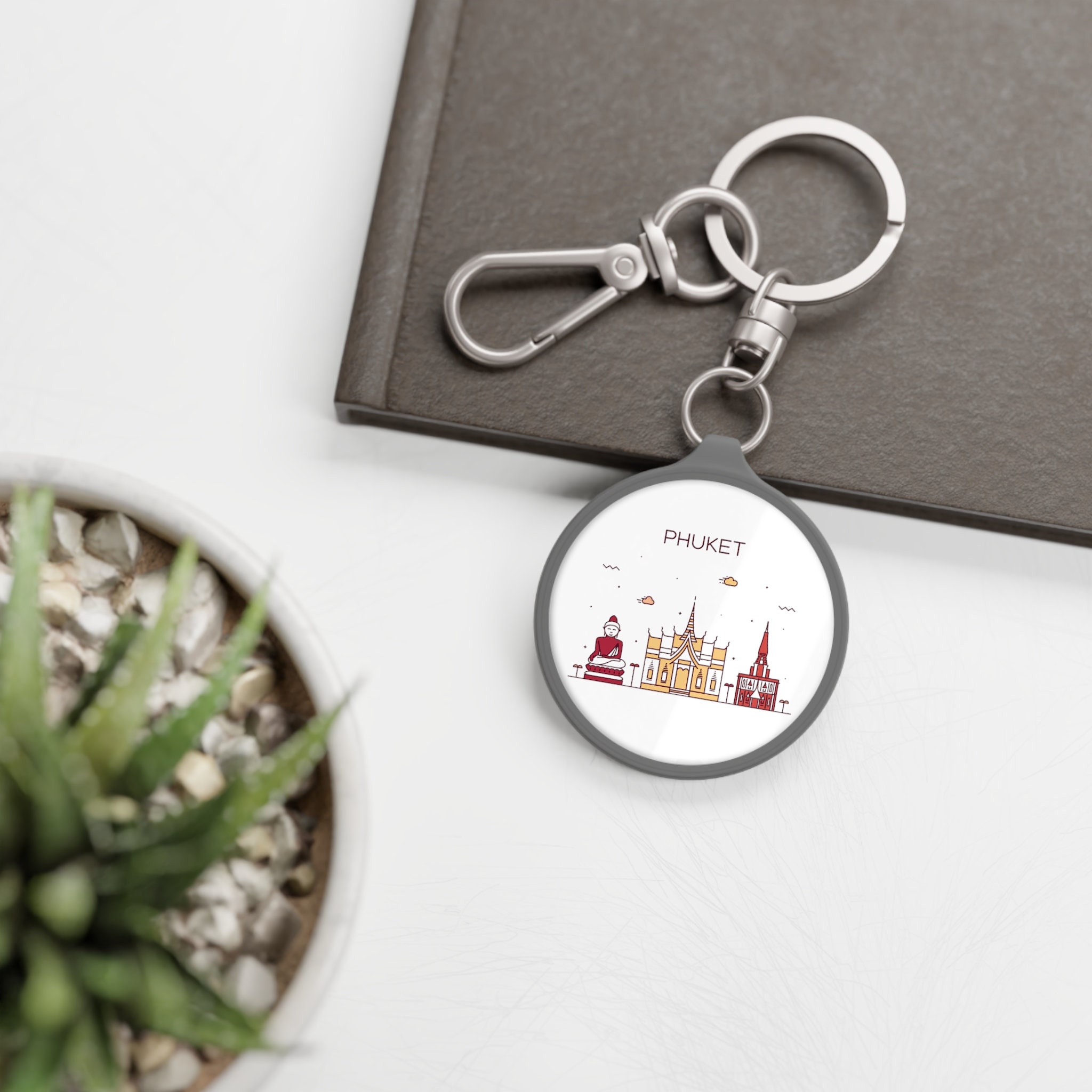 PHUKET THAILAND City Skyline Thai Travel Round Acrylic Metal Keyring ...