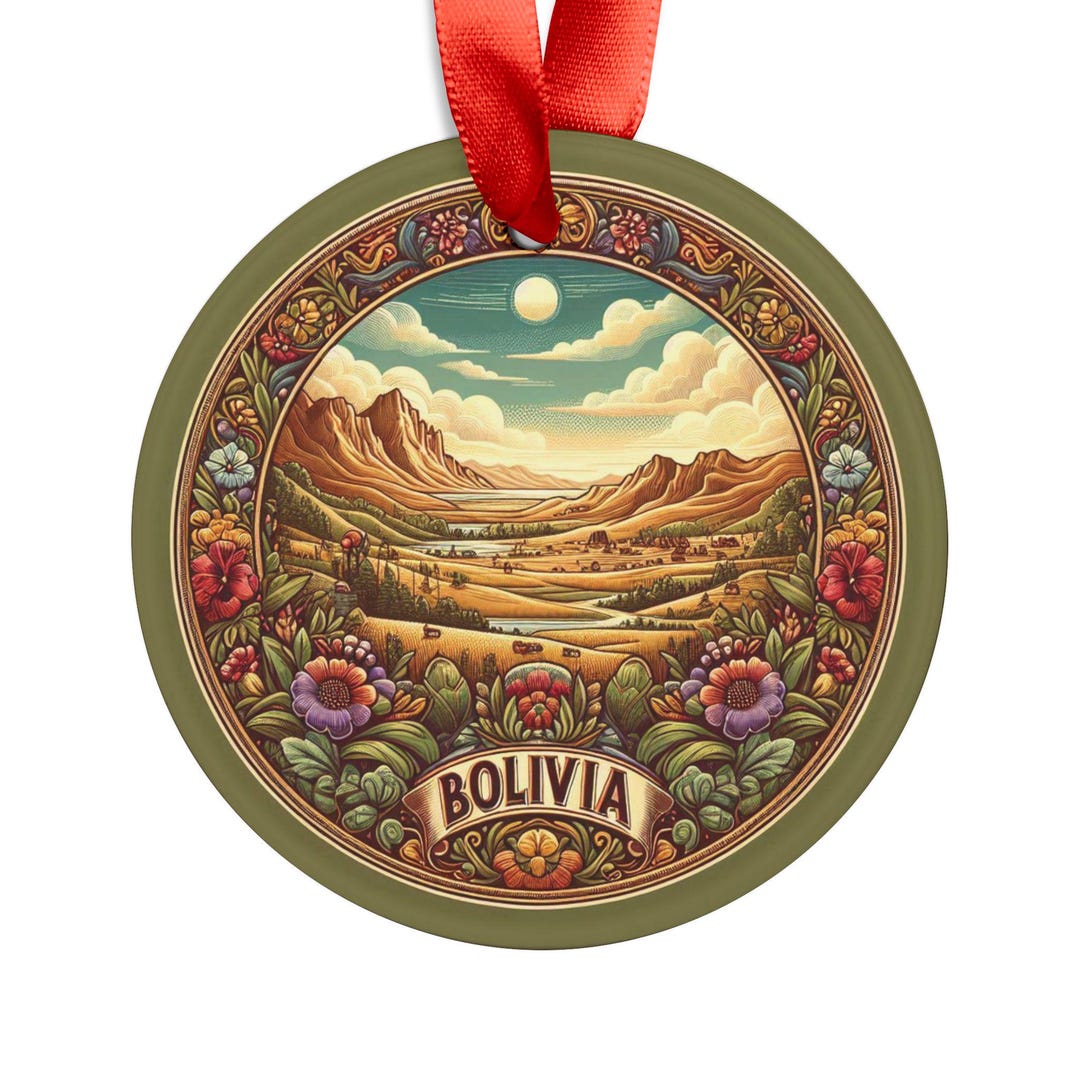 BOLIVIA Landscape View, Bolivian Travel Round Acrylic Ornament ...