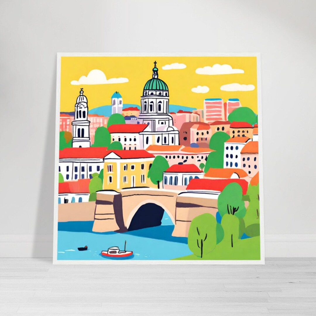 BELGRADE SERBIA Serbian City View Colorful Premium Matte Paper Wooden ...