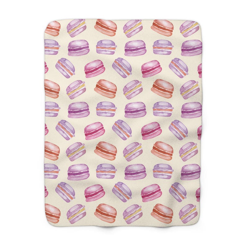 Macaroon Macaron French Dessert Food Pattern, Cozy Sherpa Fleece ...
