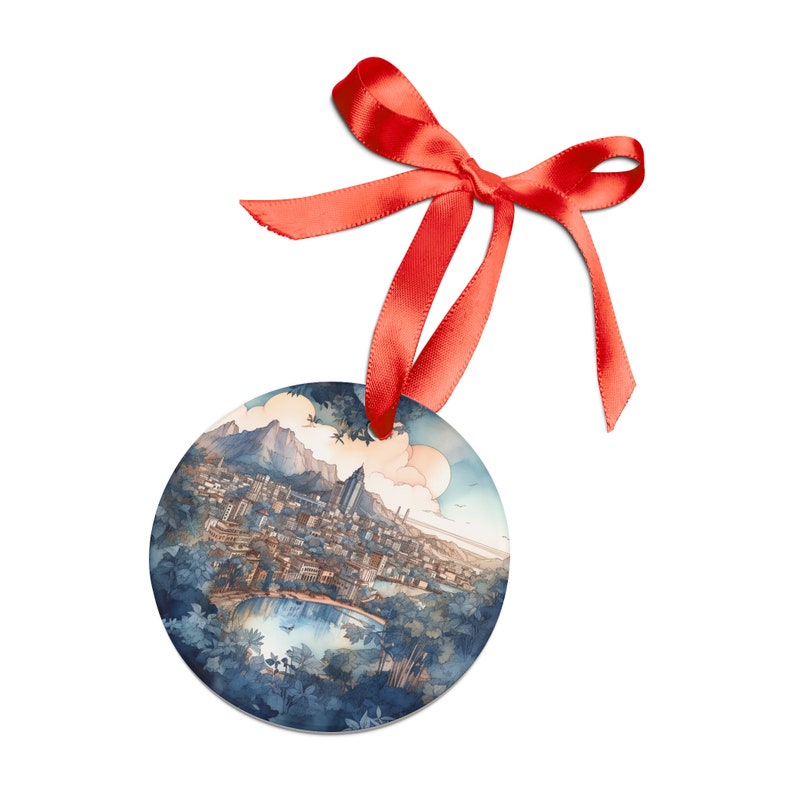 SANTIAGO CHILE City Skyline, Chilean Travel Round Acrylic Ornament ...