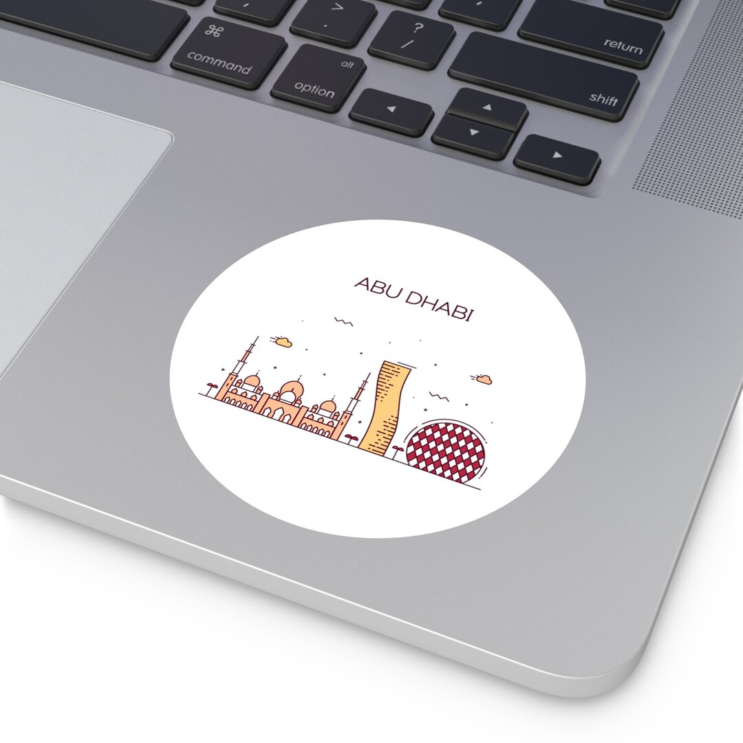 ABU DHABI UAE City Skyline Travel Round Water Resistant Vinyl Sticker ...