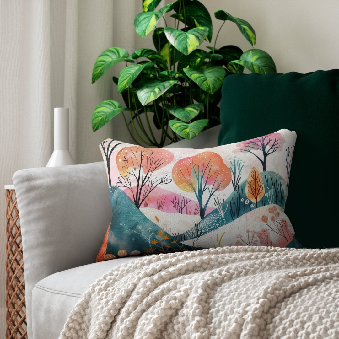 Scandinavian Spring Landscape Scene 20 X 14 Inch Spun Polyester Lumbar ...