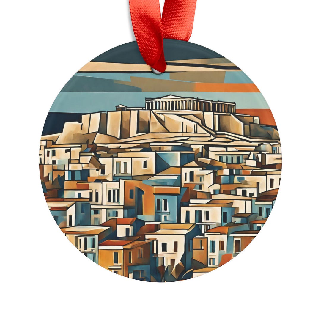 ATHENS GREECE Cubist Style, Greek Travel Round Acrylic Ornament ...