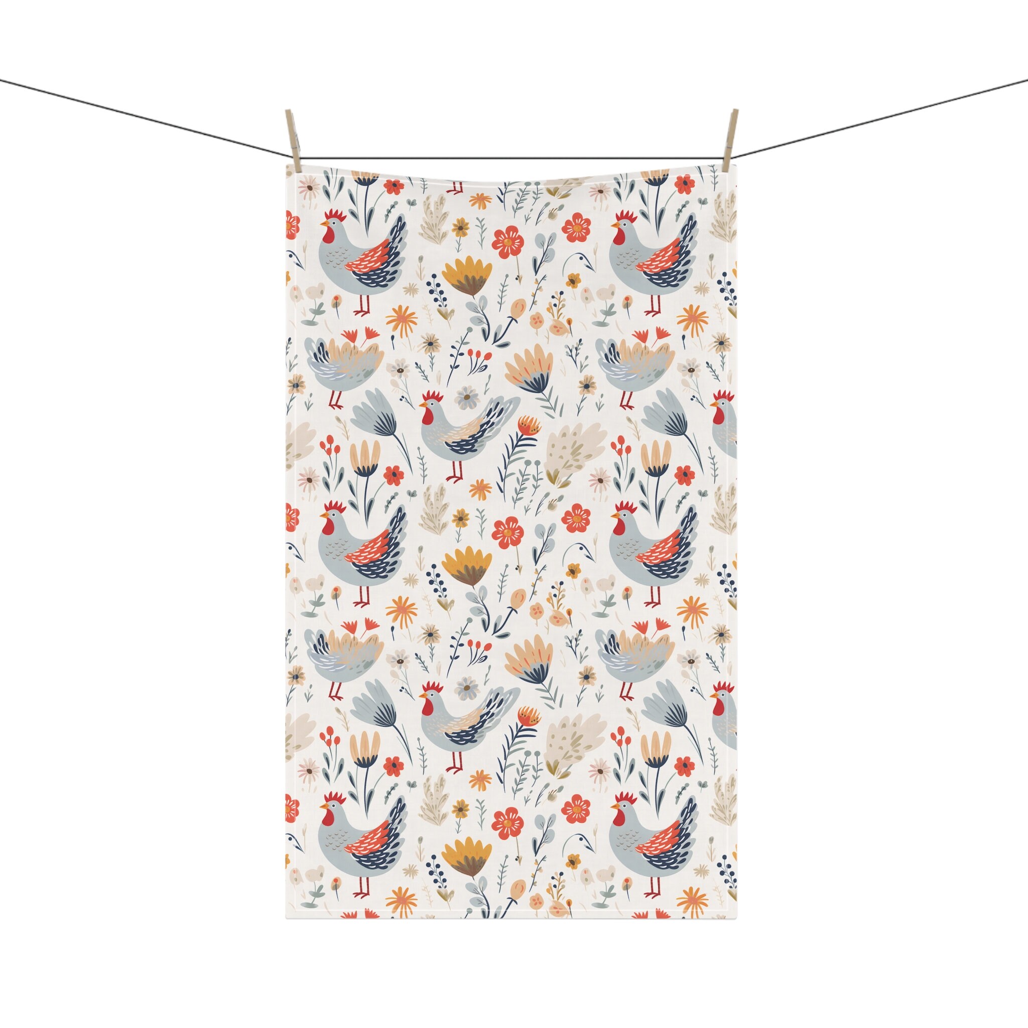 Chickens Nordic Folk Art Scandinavian Bird Pattern Sweden Norway 18 X ...