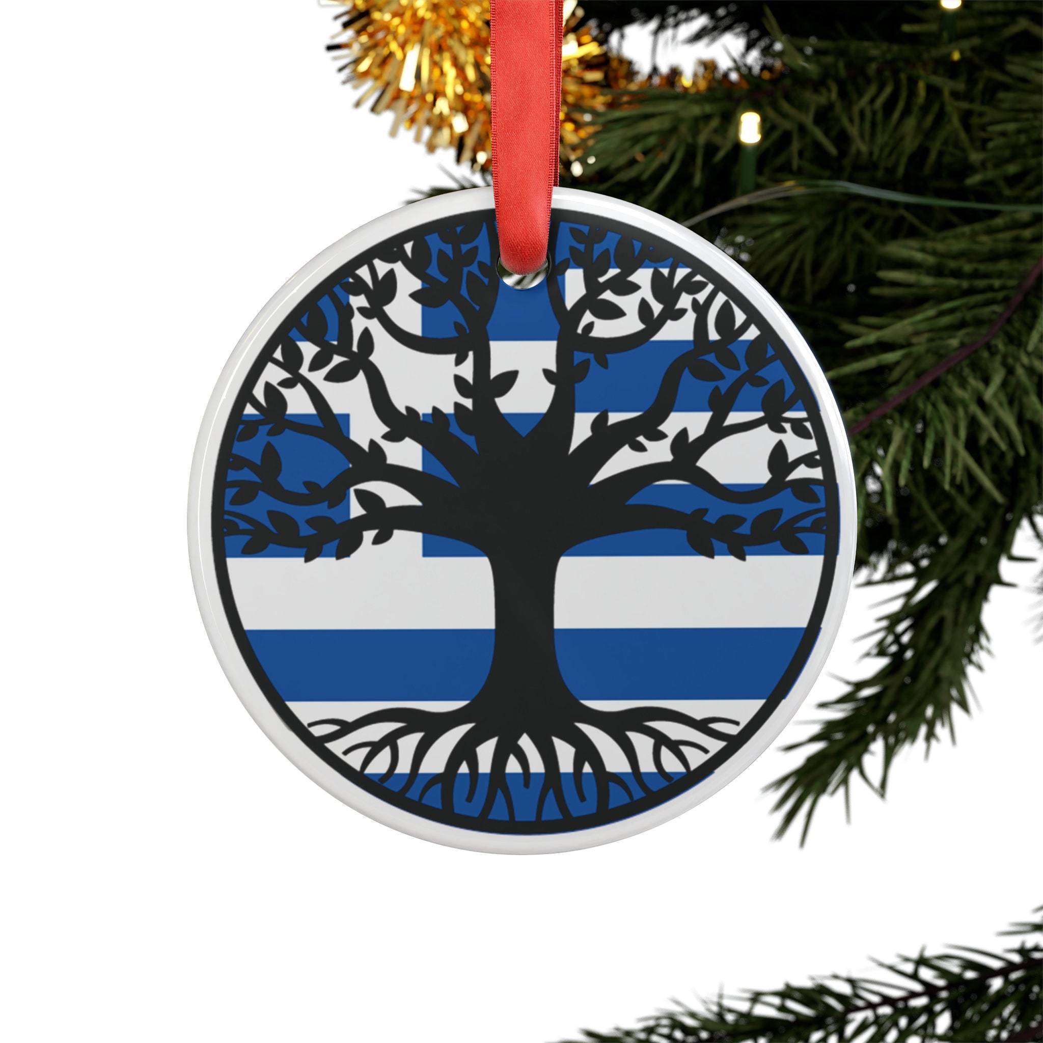 GREECE Flag Family Tree Roots, Greek Ancestry Heritage Pride Round ...