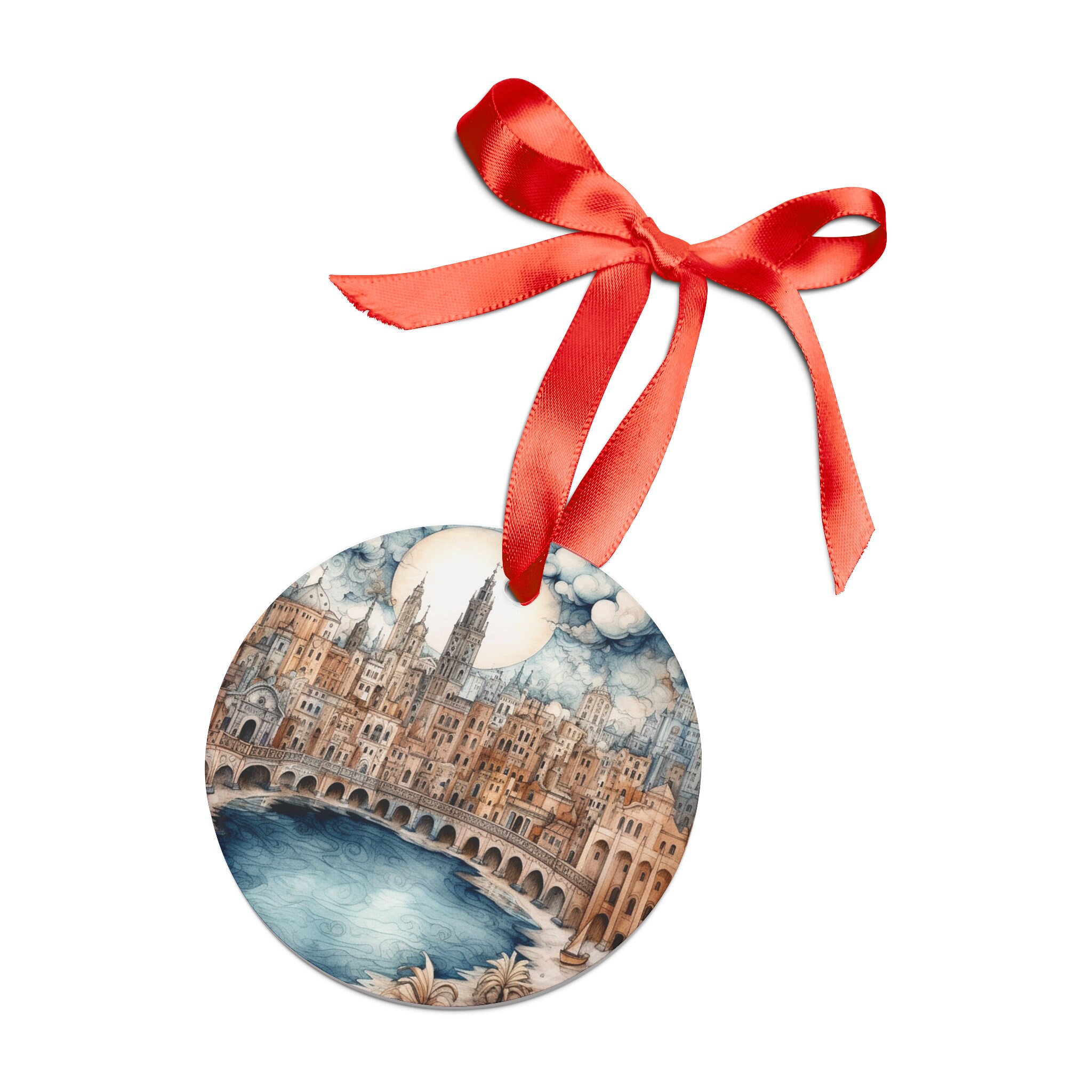 SEVILLE SPAIN City View Skyline, Spanish Travel Round Acrylic Ornament ...