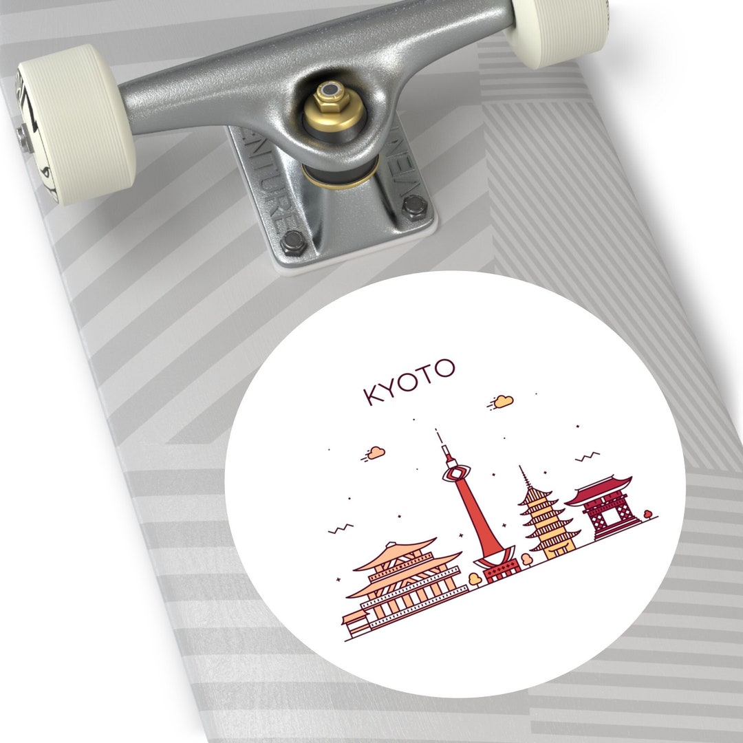 KYOTO JAPAN City Skyline Travel Round Water Resistant Vinyl Sticker ...