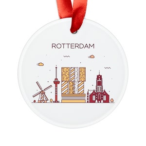 ROTTERDAM NETHERLANDS City Skyline, Holland Dutch Travel White Acrylic ...