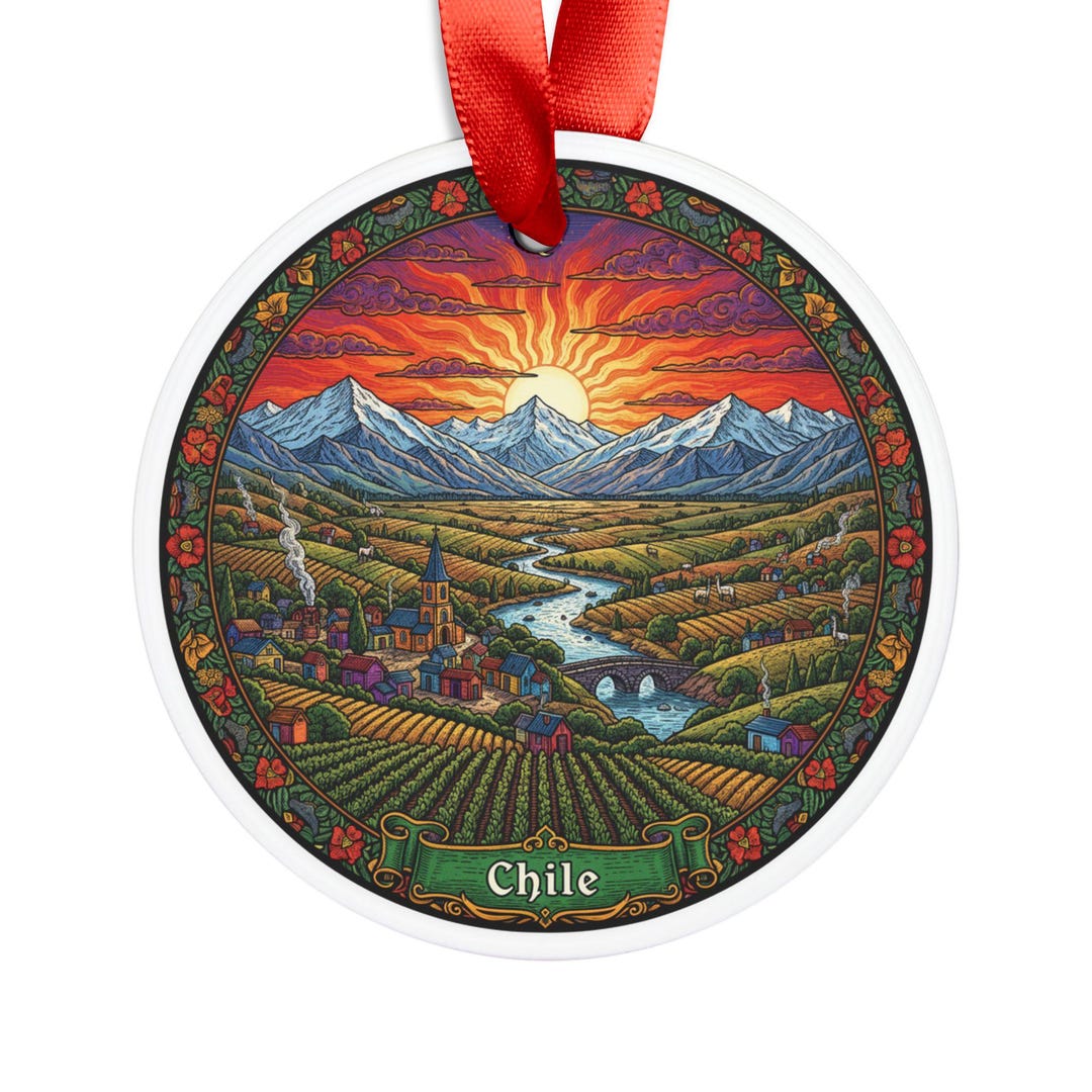 Chile - Round Acrylic Ornament - Personalized Holiday Decor - Christmas ...
