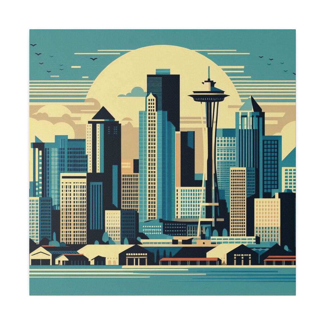 SEATTLE WASHINGTON City Skyline Constructivist Style Travel Art 0.75 ...