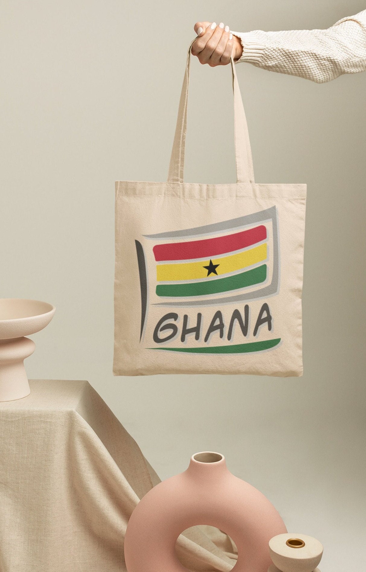 GHANA Flag Cotton Canvas 15 X 16 Inch Tote Bag Ghanaian Black History ...