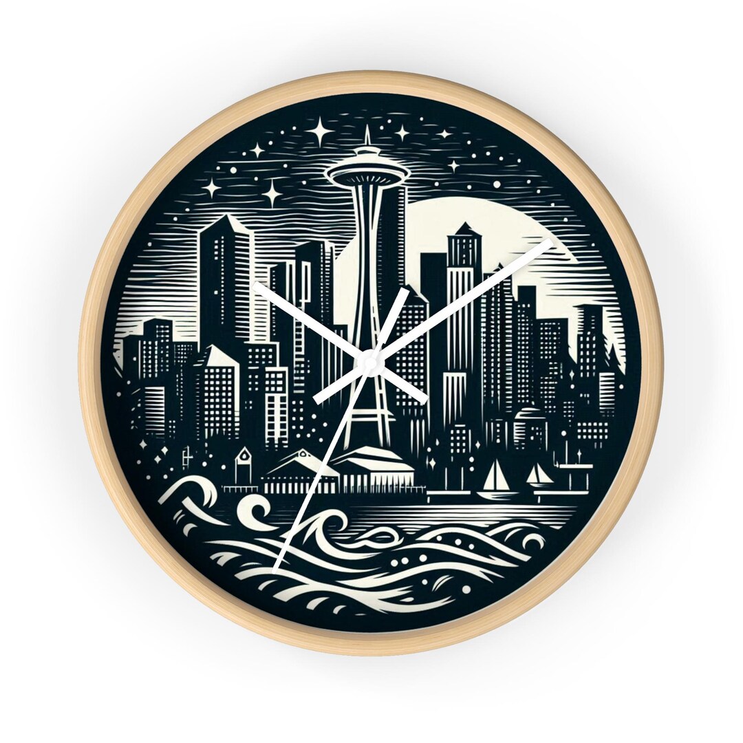 Seattle Washington Wall Clock, Pacific Northwest Travel, 10 Inch Round ...