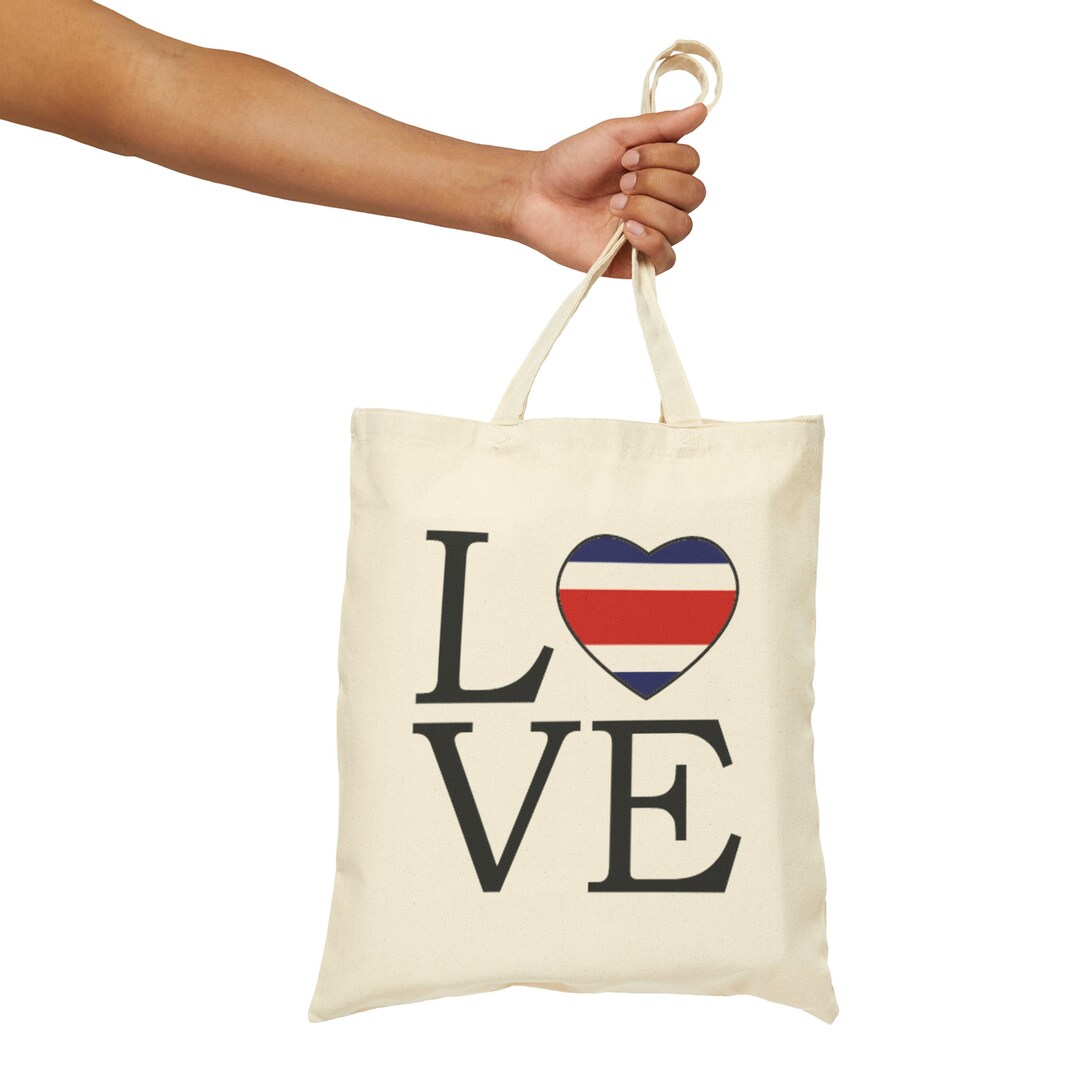 LOVE COSTA RICA Flag Heart Cotton Canvas 15 X 16 Inch Tote Bag Costa ...