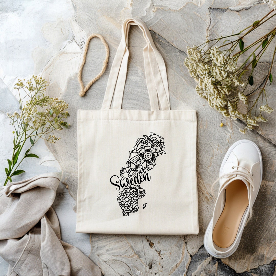 SWEDEN Country Outline Boho Mandala Pattern Natural 15 X 16 Inch Cotton ...