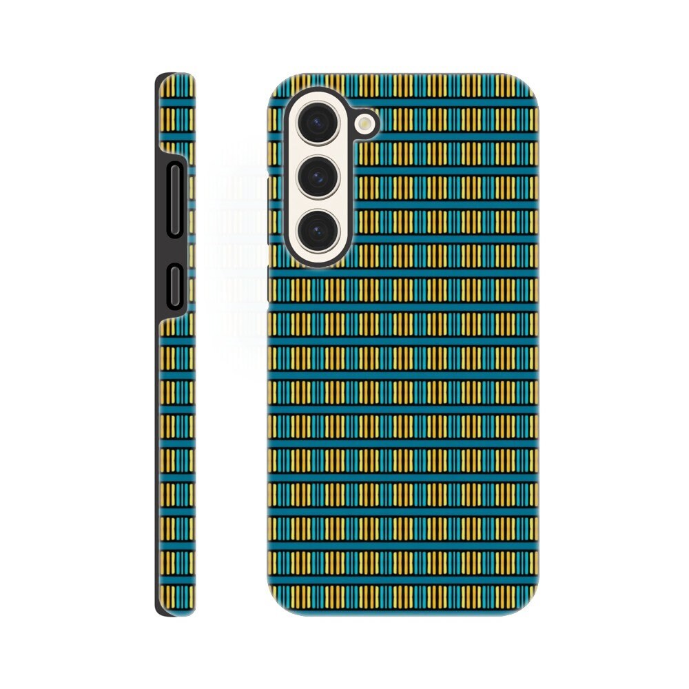 Blue and Yellow AFRICAN Tribal Pattern Cell Phone Tough Case iPhone Samsung Galaxy Mobile ...